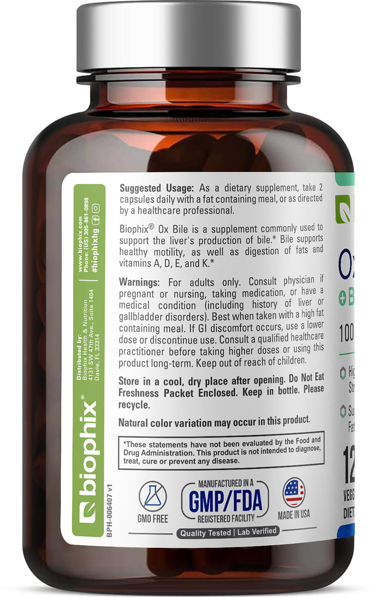 biophix Ox Bile 1000 mg with BioPerine 120 Veggie Capsules – TheCatalog